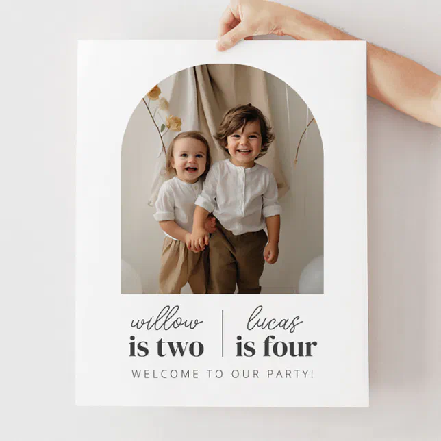 Arched Photo - Joint Birthday Welcome Sign | Zazzle