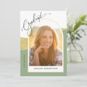 Arched Photos Sage Green & Gold Graduation Party Invitation | Zazzle