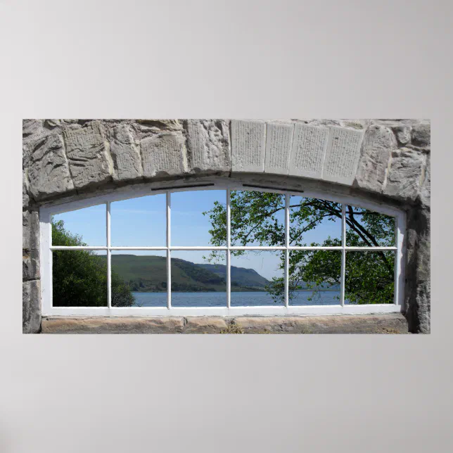 Arched Window - Fake View of Sottish Loch Poster | Zazzle