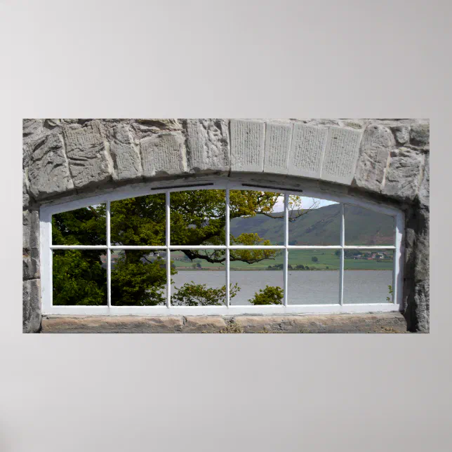 Arched Window with View of a Loch Poster | Zazzle