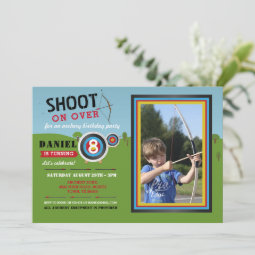 Archery Birthday Bow and Arrows Target Photo Shot Invitation | Zazzle