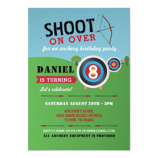 Archery Birthday Invitation Bow Arrows Target | Zazzle.com