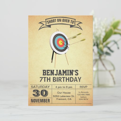 Archery Birthday Party Invitation | Zazzle