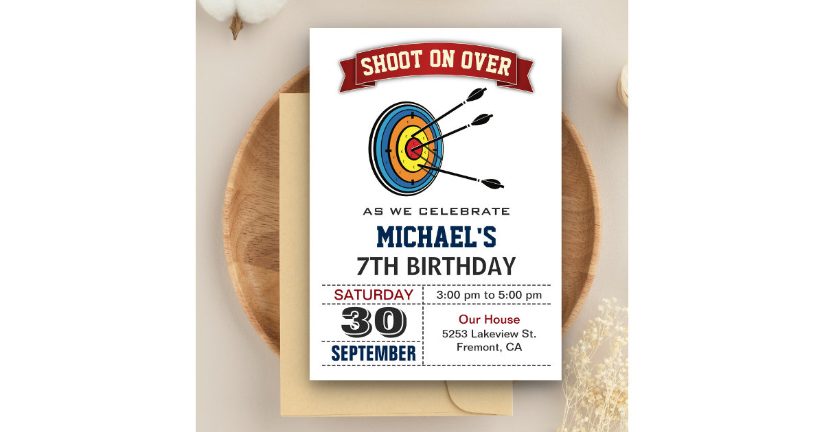 Archery Birthday Party Invitation | Zazzle