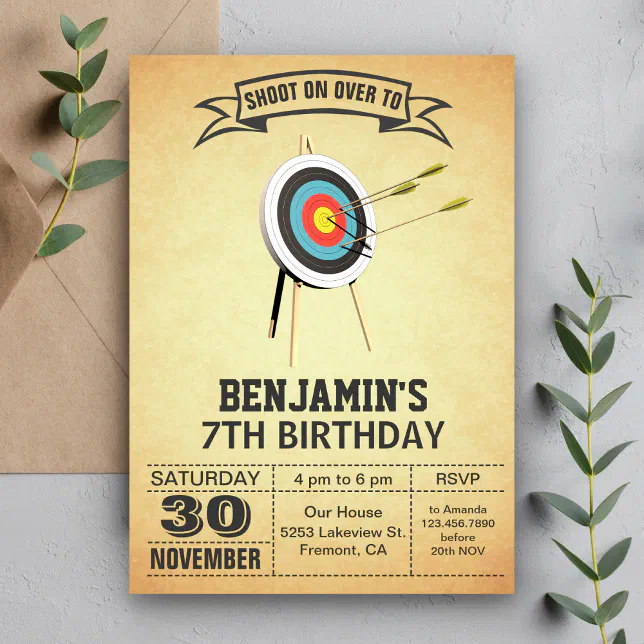 Archery Birthday Party Invitation | Zazzle