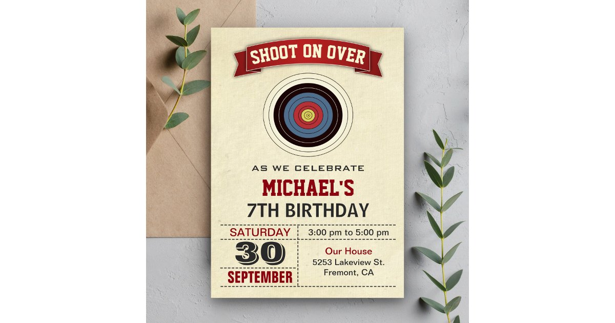 Archery Birthday Party Invitation | Zazzle