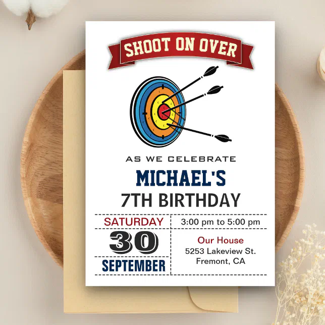 Archery Birthday Party Invitation | Zazzle