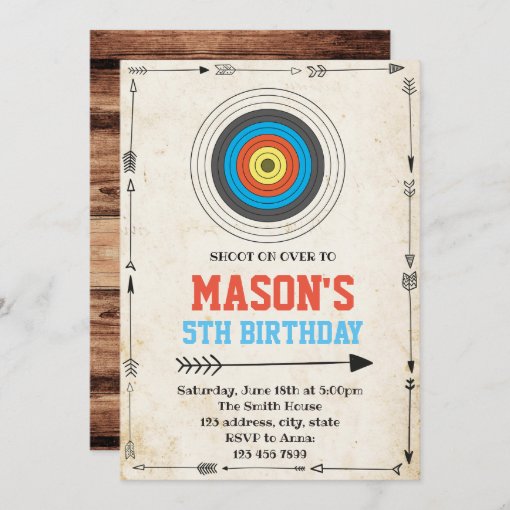 Archery birthday party invitation | Zazzle