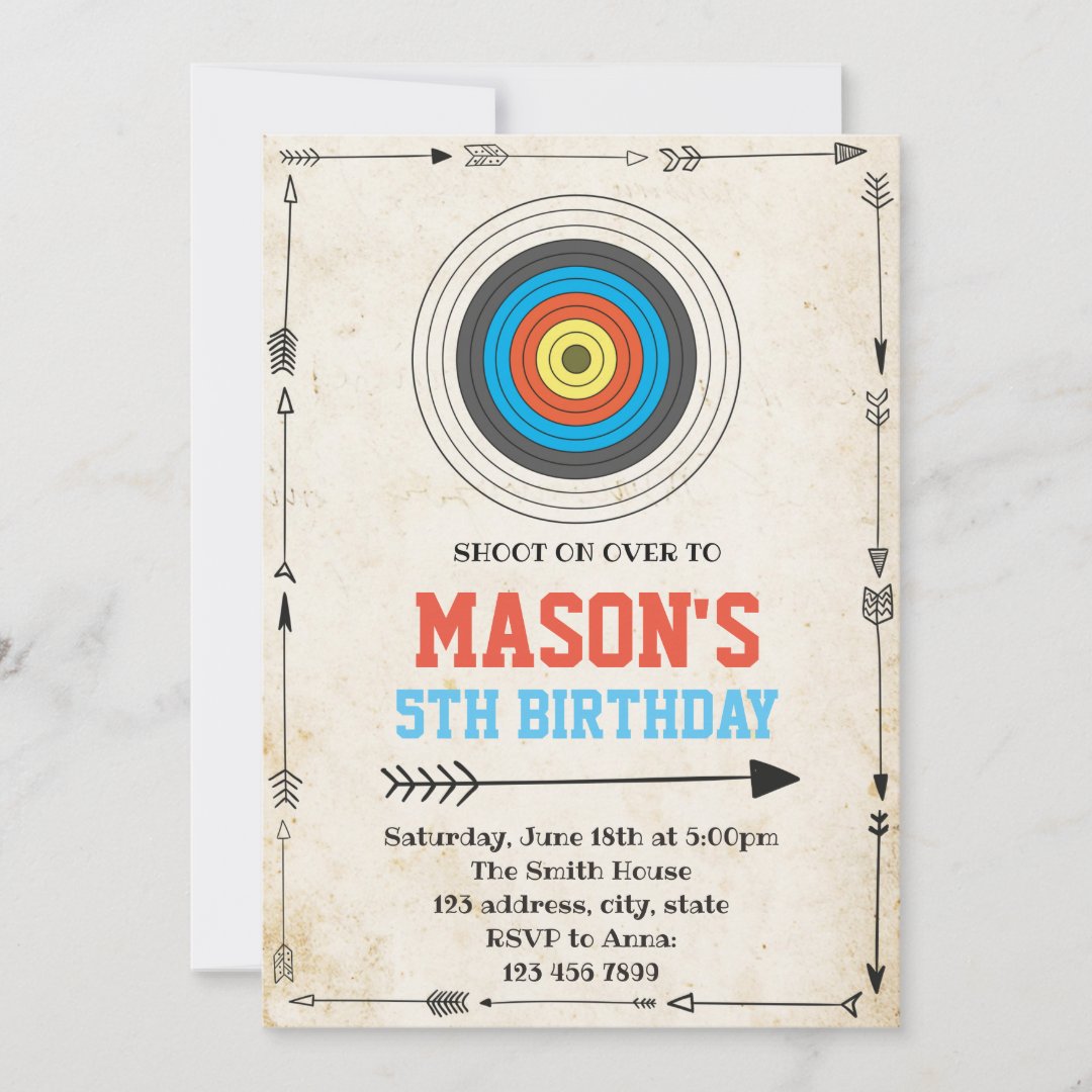 Archery birthday party invitation | Zazzle