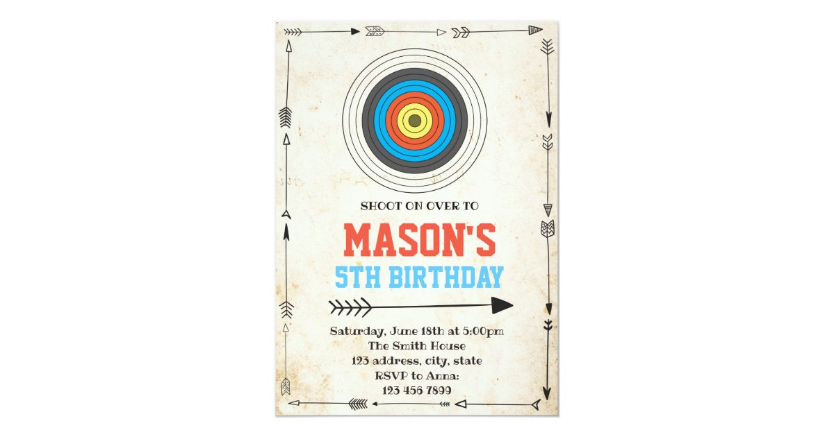 Archery birthday party invitation | Zazzle.com