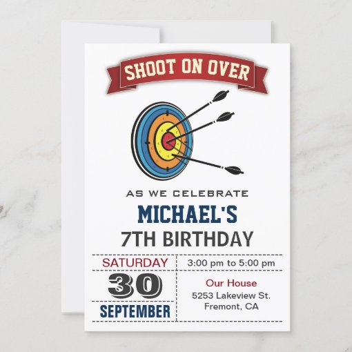 Archery Birthday Party Invitation | Zazzle