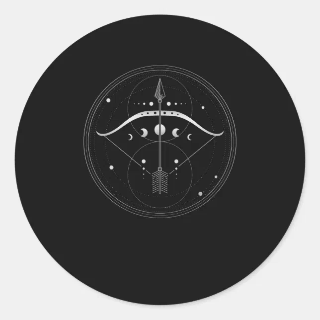 Archery Bow And Arrow Sacred Geometry Classic Round Sticker | Zazzle