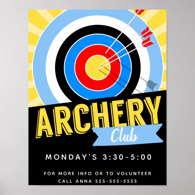 archery club, archery tournament, school club poster | Zazzle