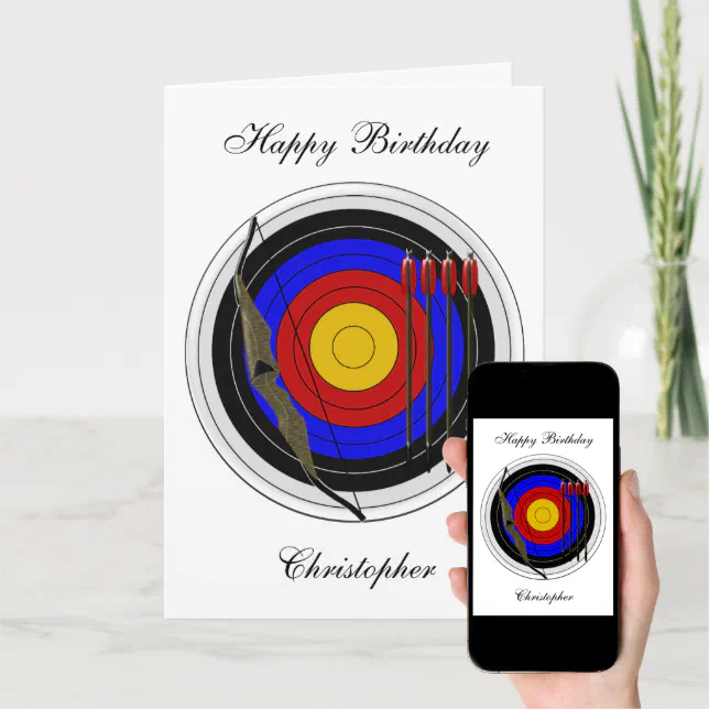 Archery Design Just Add Name Birthday Card | Zazzle