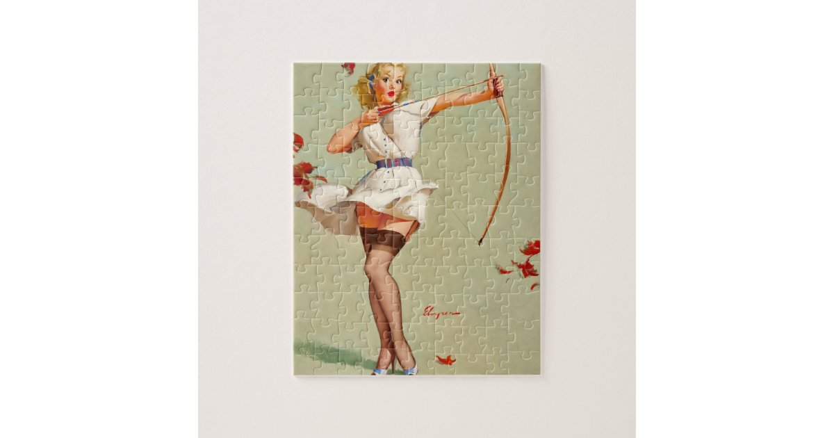 Archery Pin-Up Girl Jigsaw Puzzle | Zazzle