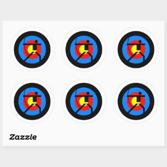 Archery Target and Archer Classic Round Sticker | Zazzle