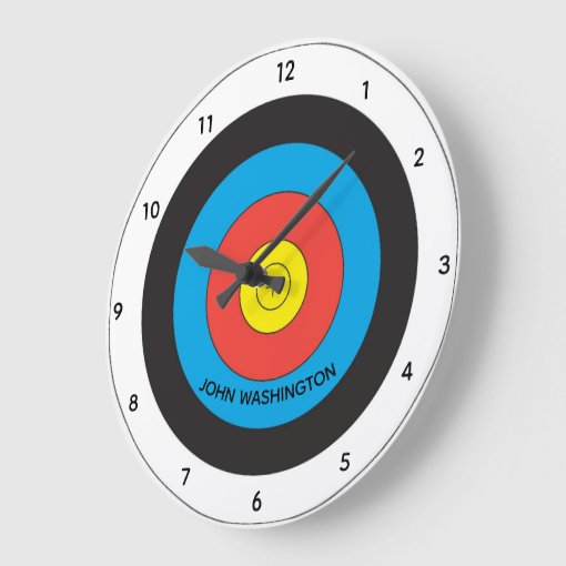 Archery Target Personalized Wall Clock | Zazzle