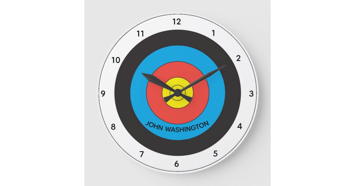 Archery Target Personalized Wall Clock | Zazzle
