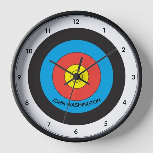 Archery Target Personalized Wall Clock | Zazzle