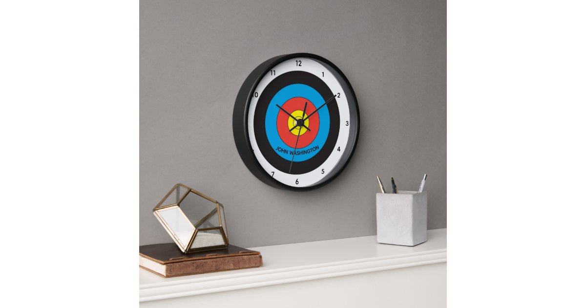 Archery Target Personalized Wall Clock | Zazzle