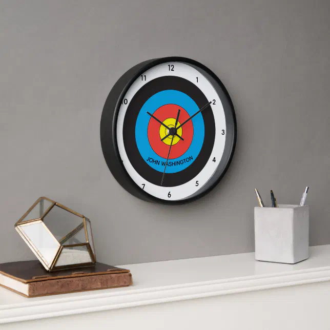 Archery Target Personalized Wall Clock | Zazzle