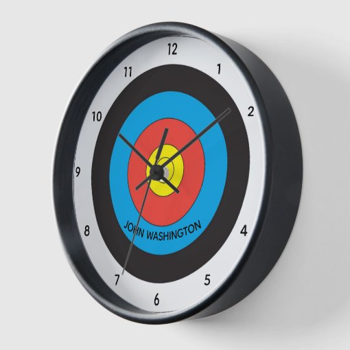 Archery Target Personalized Wall Clock | Zazzle