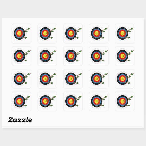 Archery Target Square Sticker | Zazzle