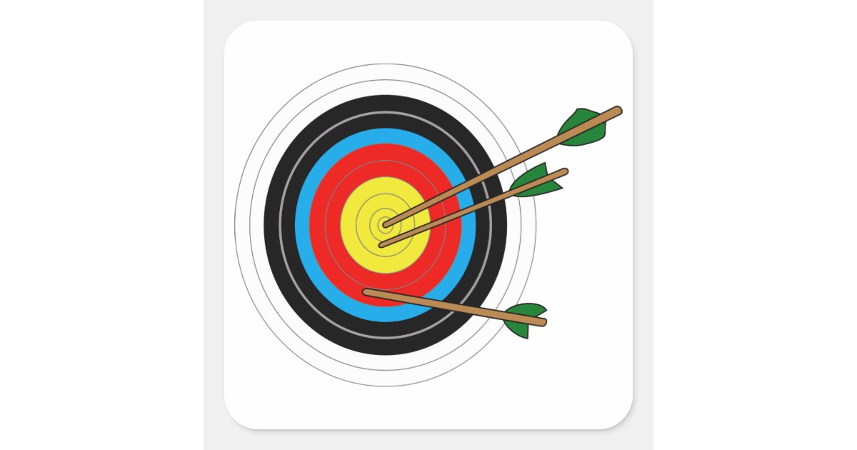 Archery Target Square Sticker | Zazzle
