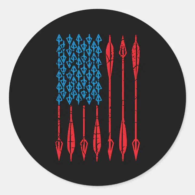 Archery Usa American Flag Arrows Classic Round Sticker | Zazzle