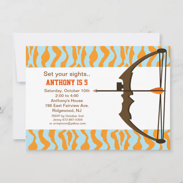 Archery With Colorful Camo Birthday Invitation | Zazzle