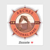 Arches National Park Retro Compass Emblem Sticker | Zazzle