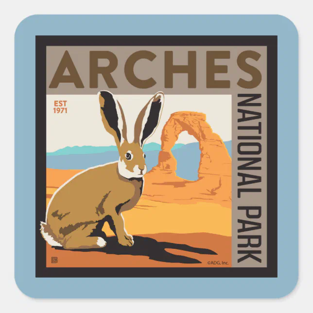 Arches National Park, Utah | Jackrabbit Square Sticker | Zazzle
