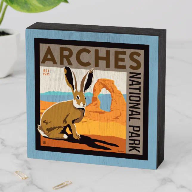 Arches National Park, Utah | Jackrabbit Wooden Box Sign | Zazzle