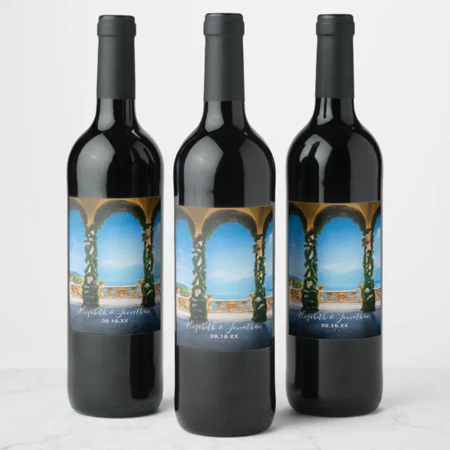 Arches of Italy Hand Lettered Script Wedding Wine Label | Zazzle