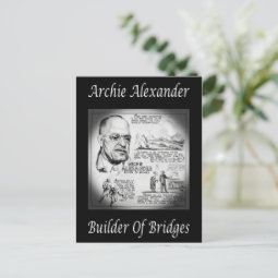 Archie Alexander ~ Mathematician/Engineer ~Builder Postcard | Zazzle