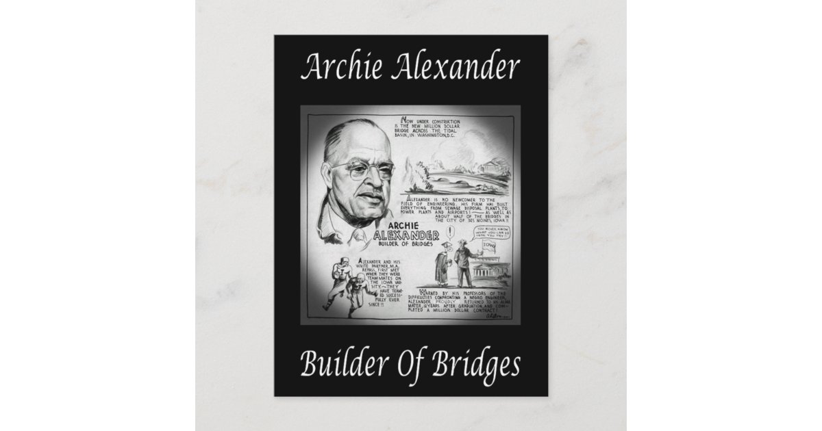 Archie Alexander ~ Mathematician/Engineer ~Builder Postcard | Zazzle