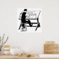 Architect engineer drafting table art illustration poster | Zazzle