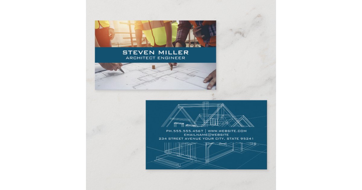 Architect Engineers Blueprints | Construction Business Card | Zazzle