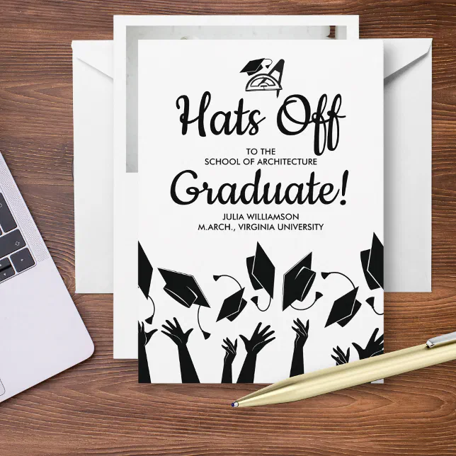 Architect Graduation Hats Off Grad Photo Party Invitation | Zazzle