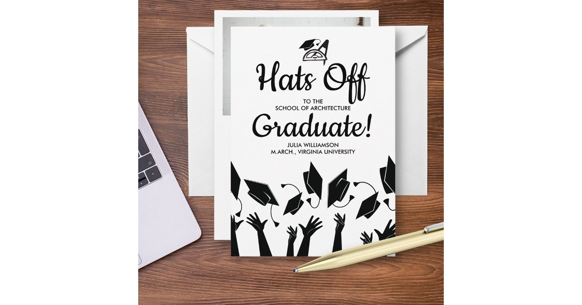 Architect Graduation Hats Off Grad Photo Party Invitation | Zazzle