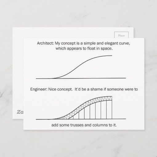 Architect vs Engineer Postcard | Zazzle