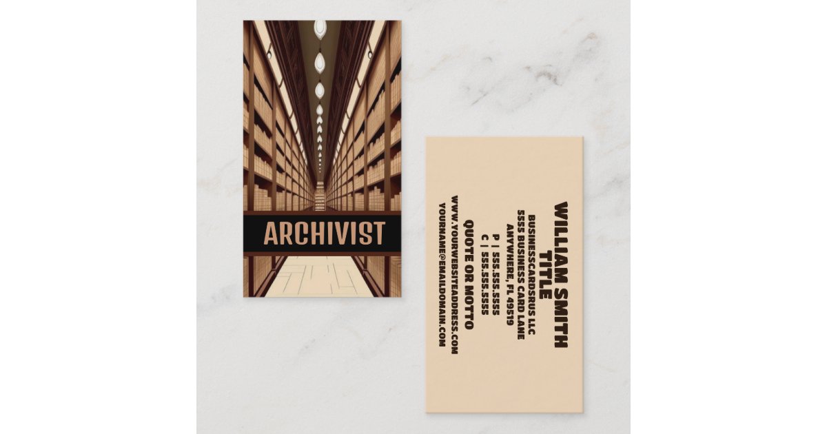 Archive Librarian Archivist Business Card | Zazzle
