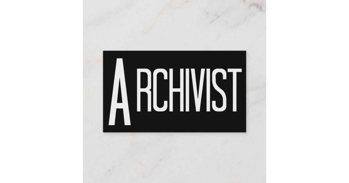 Archivist Black Simple Business Card | Zazzle