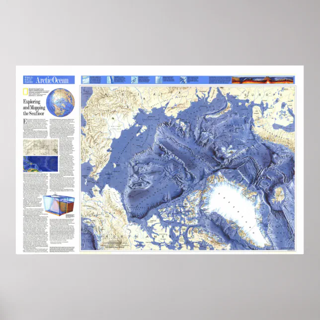 " Arctic: 1990/today - Detailed Ocean Floor map... Poster | Zazzle