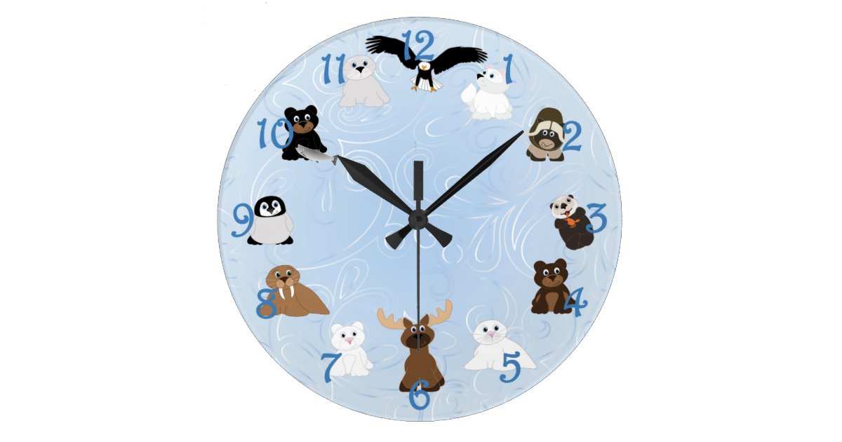 Arctic Alaska Animals Large Clock | Zazzle.com