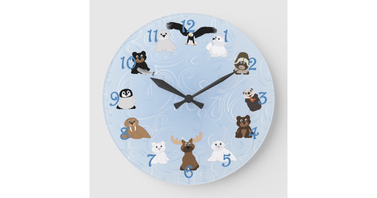 Arctic Alaska Animals Large Clock | Zazzle