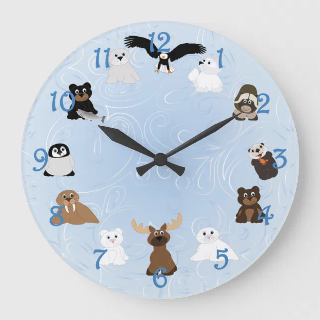 Arctic Alaska Animals Large Clock | Zazzle