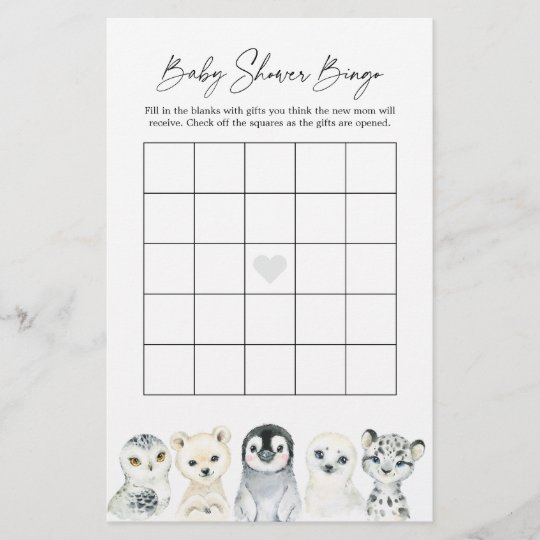 Arctic Animals Baby Shower Bingo Game | Zazzle.com