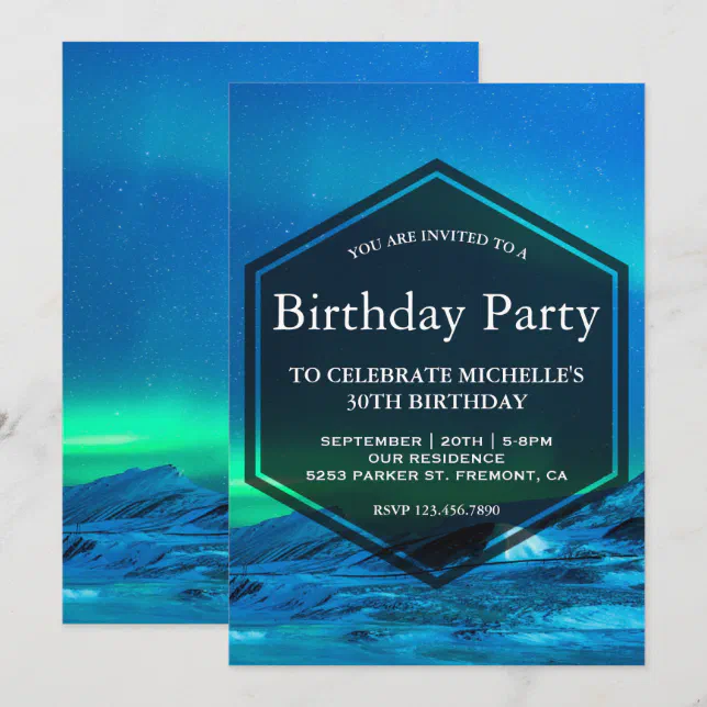 Arctic Aurora Northern Lights Birthday Party Invitation | Zazzle