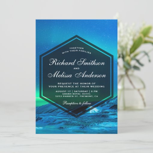 Arctic Aurora Northern Lights Wedding Invitation | Zazzle